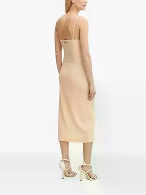 Patrizia Pepe Gathered Neckline Midi Dress - Neutrals