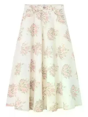 GANNI Floral-print Maxi Skirt - Neutrals