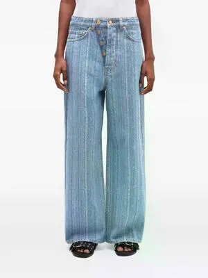 GANNI Horizontal Pattern Deconstructed Jeans