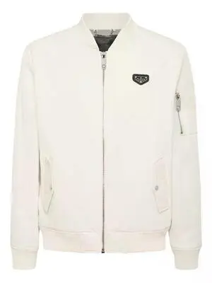 Philipp Plein Logo Plaque Bomber Jacket - Neutrals