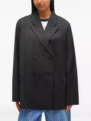 GANNI Calendered Double-breasted Blazer - Grey