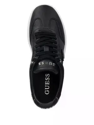 Guess Leather Lace-up Sneakers With Triangle Logo Detail