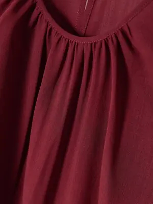 JOSEPH Broca Gathered Wool-blend Crepe Blouse