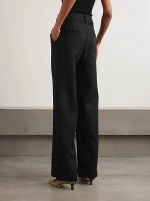 DESTREE Beatrice Striped Wool Wide-leg Trousers