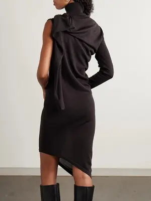 COURREGES Asymmetric Embroidered Merino Wool Midi Dress