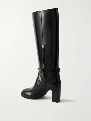 TOD'S Gomma Embellished Leather Knee Boots