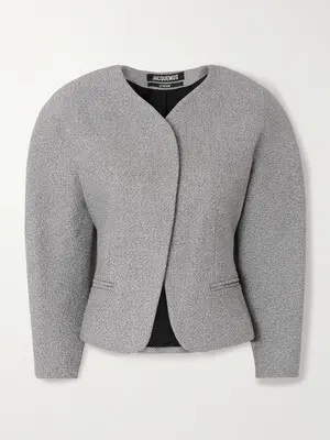 Jacquemus Ovalo Cotton And Wool-blend Cropped Jacket - Gray