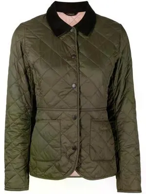 Barbour Deveron Quilted Jacket With Corduroy Collar - Green
