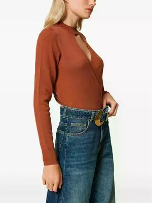 TWINSET Heart Neckline Crossover Jumper - Brown