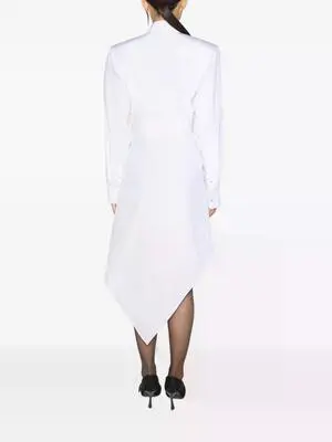MUGLER Padded Shoulder Asymmetrical Shirt Dress