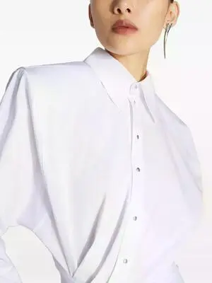 MUGLER Padded Shoulder Asymmetrical Shirt Dress
