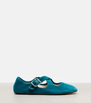 Alaïa Velvet Ballet Flats - Blue