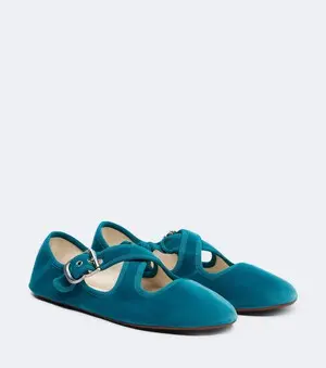 Alaïa Velvet Ballet Flats - Blue