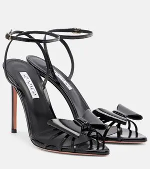 AQUAZZURA Tie 105 Bow-detail Leather Sandals - Black