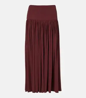 AYA MUSE Gathered Jersey Maxi Skirt - Burgundy