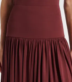 AYA MUSE Gathered Jersey Maxi Skirt - Burgundy