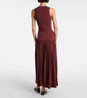 AYA MUSE Gathered Jersey Maxi Skirt - Burgundy