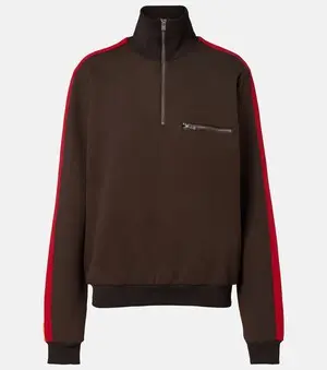 MAISON MARGIELA Cotton-blend Jersey Half-zip Sweatshirt - Brown