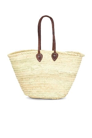 VERVE CULTURE Woven Raffia Shopping Basket - Straw