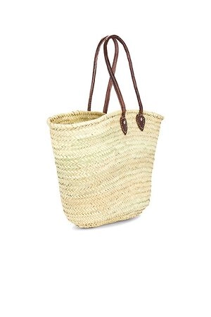 VERVE CULTURE Woven Raffia Shopping Basket - Straw