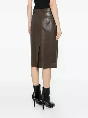 JNBY Chocolate Leather A-line Skirt
