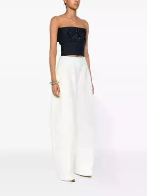Alberta Ferretti Embellished Wool Top With Cut-out Detail
