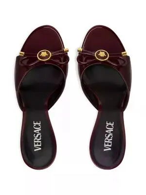 Versace 85mm Patent Leather Opera Bow Mules - Red