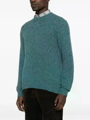 Canali Speckled Crew Neck Sweater - Blue