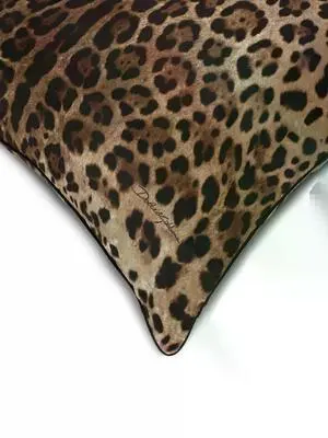 Dolce & Gabbana Leopard-print Silk Cushion - Brown