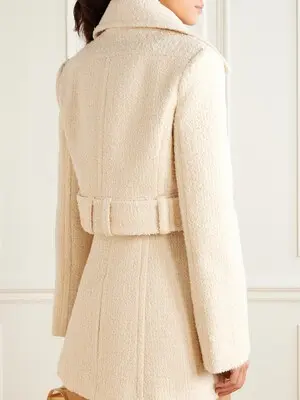 PATOU Belted Appliquéd Wool-blend Tweed Cropped Jacket