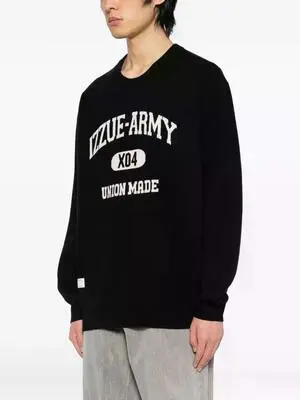 Izzue Logo Patch Crew Neck Jumper - Black
