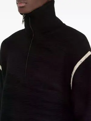 MAISON MARGIELA Half-zip Ribbed Knit Sweater With Elbow Patches