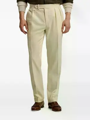 Ralph Lauren Purple Label Cream Pleated Wool Trousers