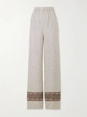 Loro Piana Valerio Printed Silk-twill Wide-leg Trousers