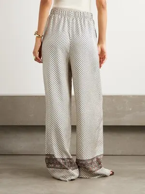 Loro Piana Valerio Printed Silk-twill Wide-leg Trousers