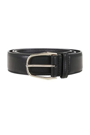 Saint Laurent Leather Belt With Silver-tone Buckle