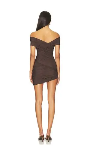 SEROYA Deniz Mesh Mini Dress - Brown
