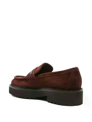 DOUCAL'S Suede Loafers With Chain Embellishment