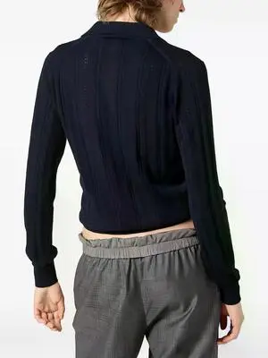 Miu Miu Cashmere Cardigan With Pointelle And Cable Knit - Blue