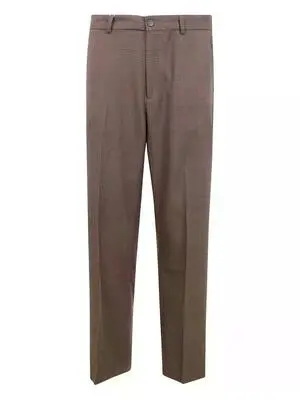 LES DEUX Checked Pleated Trousers - Brown