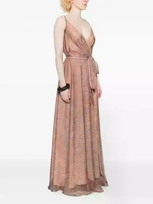 MIAU BY CLARA ROTESCU Paisley-print Maxi Wrap Dress - Pink