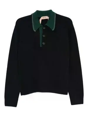 N°21 Ribbed Polo Top With Button Detail