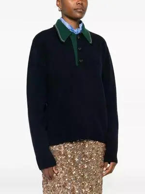 N°21 Ribbed Polo Top With Button Detail
