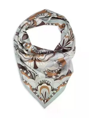LANCEL Square 70 Floral-motif Silk Scarf - Grey