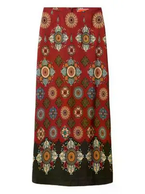 La DoubleJ Floral Print Midi Skirt - Red
