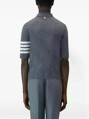 Thom Browne Four-stripe Short-sleeve Polo Shirt - Grey