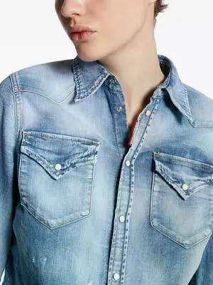 Dsquared2 Cropped Denim Shirt - Blue