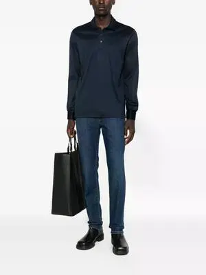Corneliani Long-sleeve Polo Shirt - Black
