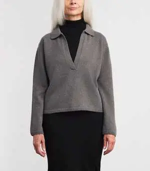 YVES SALOMON Wool-cashmere Polo Sweater