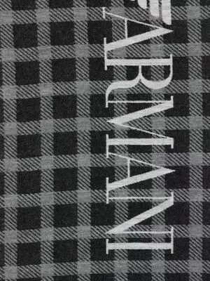 Emporio Armani Check-pattern Logo Scarf - Black